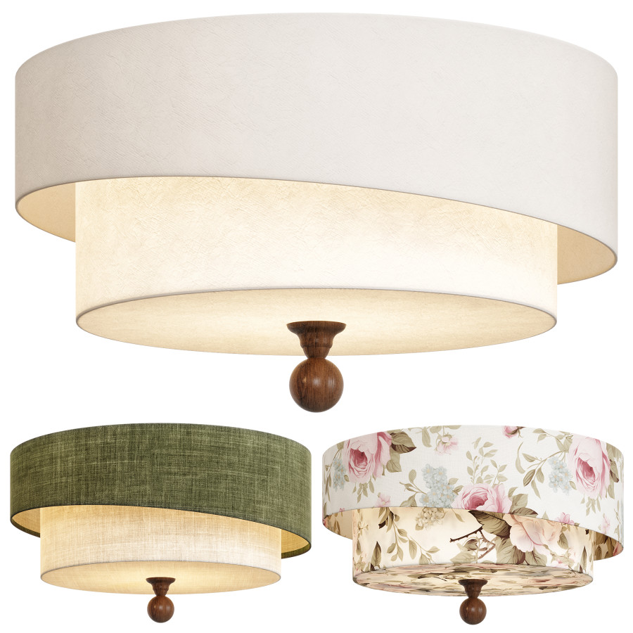 Layered Fabric Ceiling Light - 3D Model for VRay, Corona