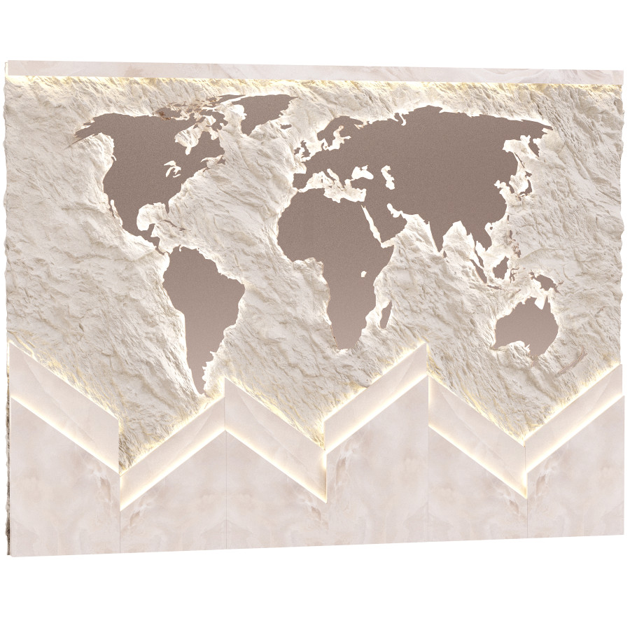 World Map Stone Decorative Panel 3D Model for Corona | CGMood