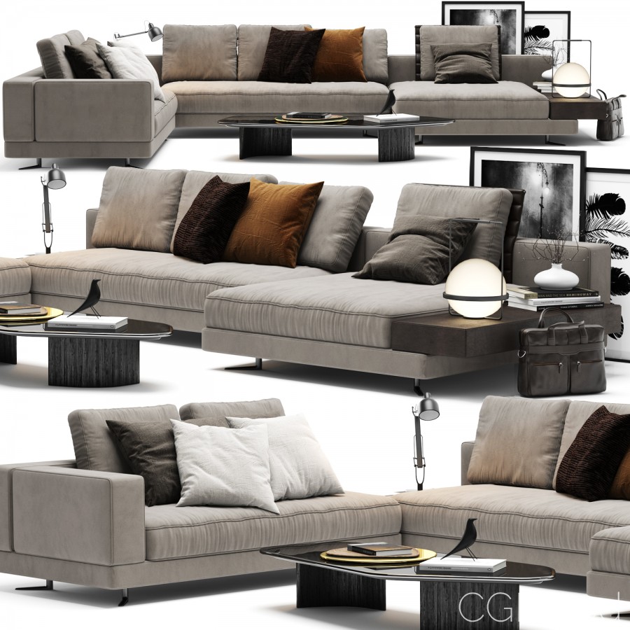 White Sofa - 3D Model for VRay