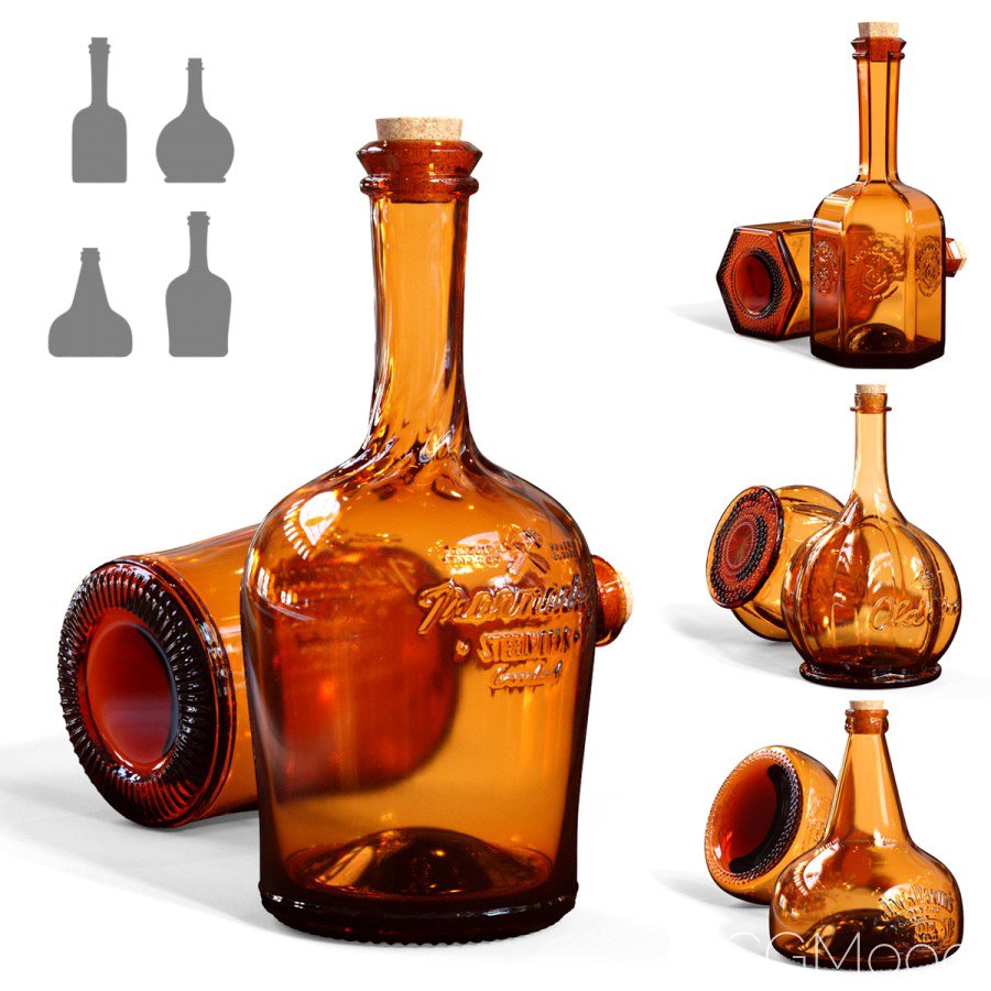 Color Glass Bottle - 3D Model for FStorm, VRay, Corona