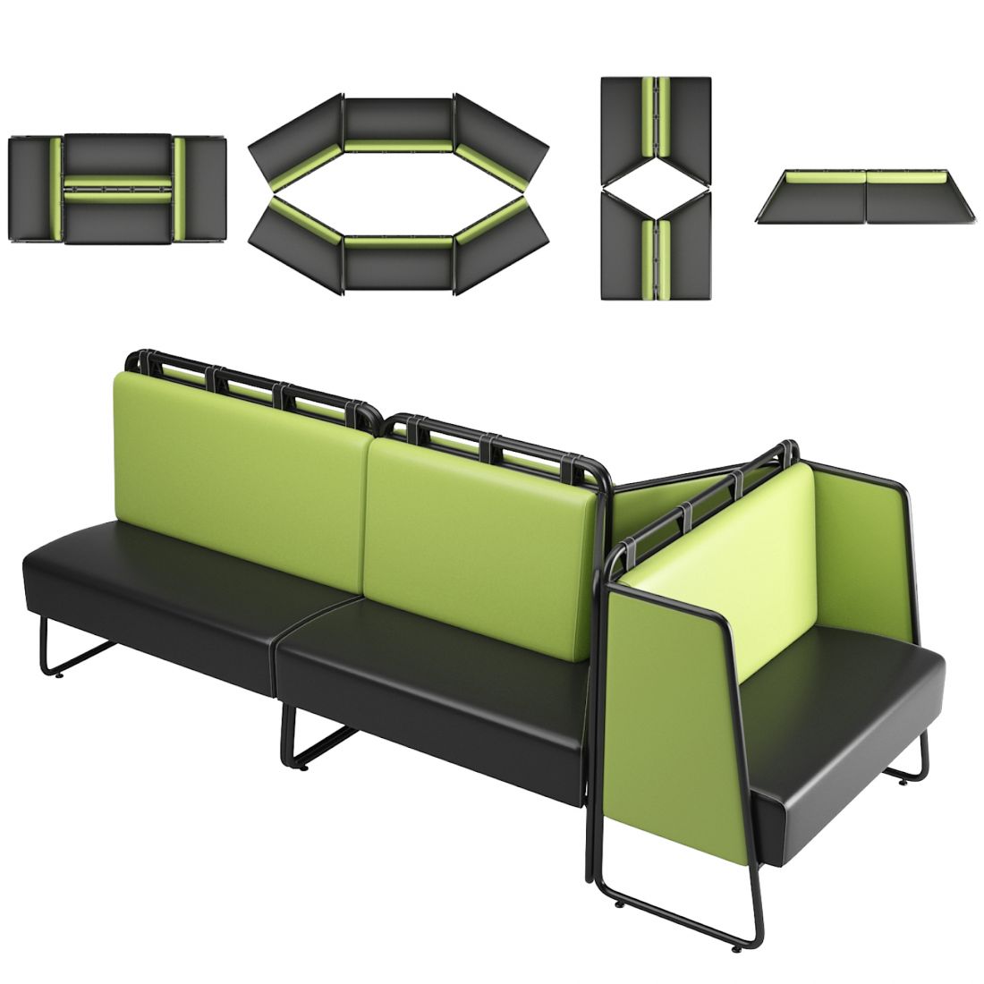 Sévres Sofa Bench-modular System - 3D Model for VRay