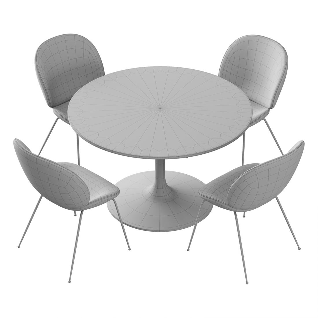 Gubi & Room&board Aria Dining Set - 3D Model for VRay, Corona
