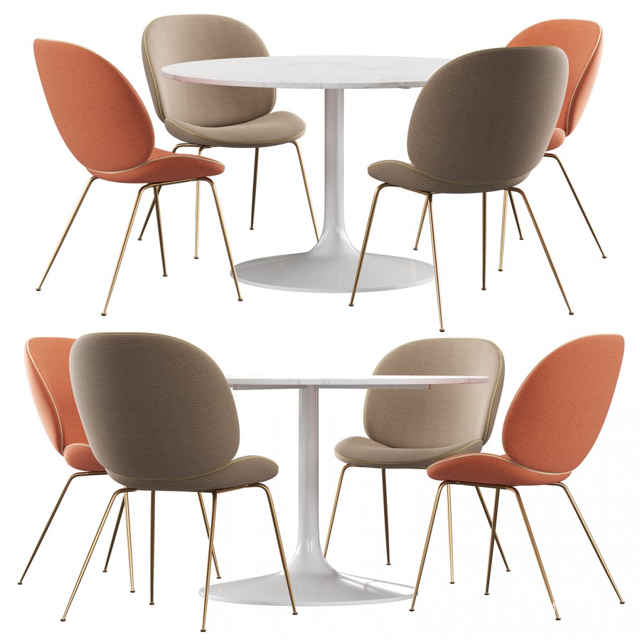 Gubi & Room&board Aria Dining Set - 3D Model for VRay, Corona