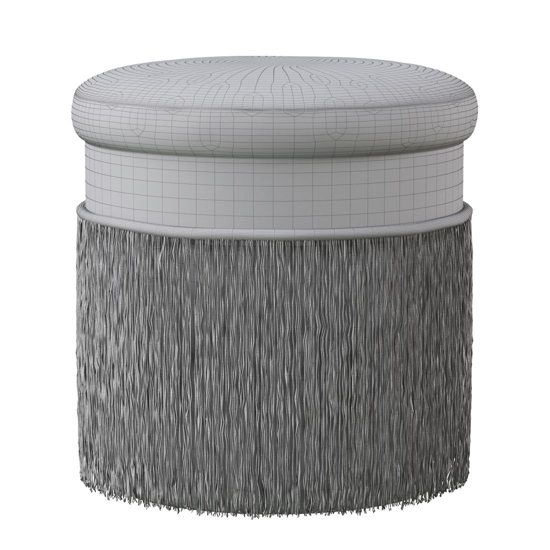 Blush Mauve Long Fringed Round Velvet Ottoman Foot 3D Model for Corona ...