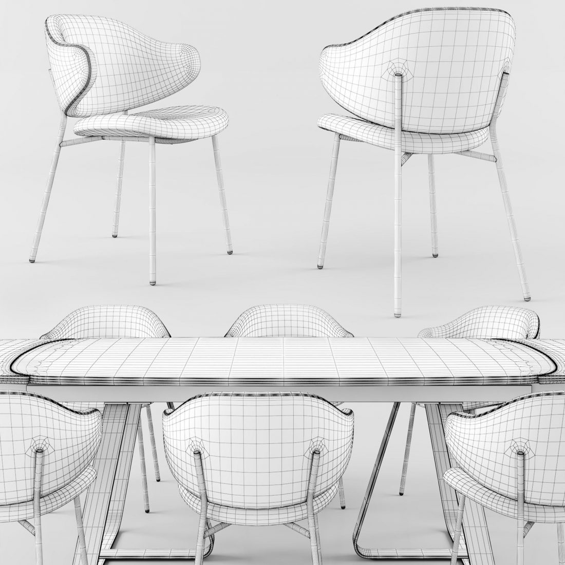 Calligaris Sunshine Table_holly Chair - 3D Model for VRay