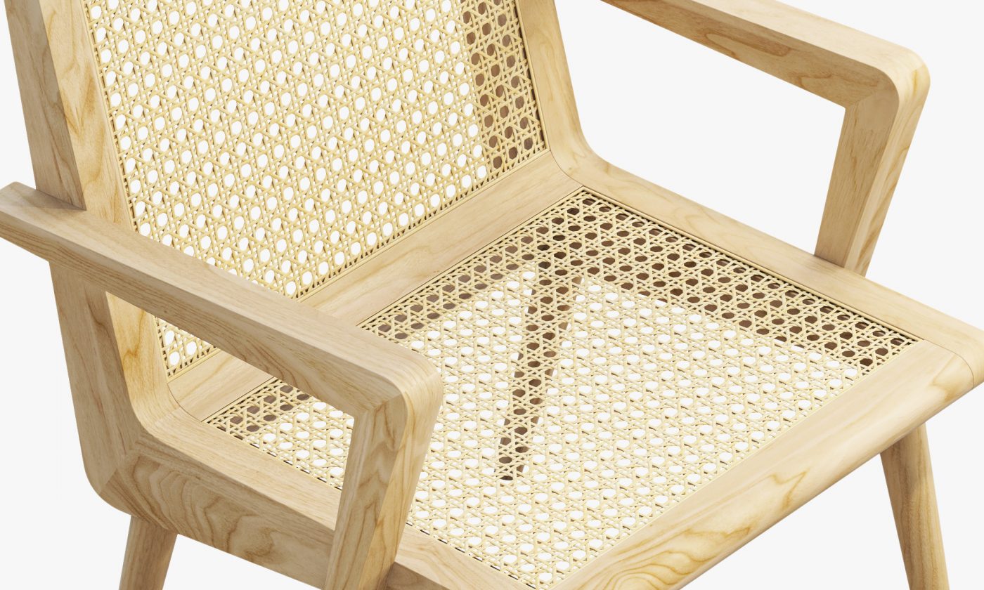 Mid-century Cane Chair - 3D Model for VRay