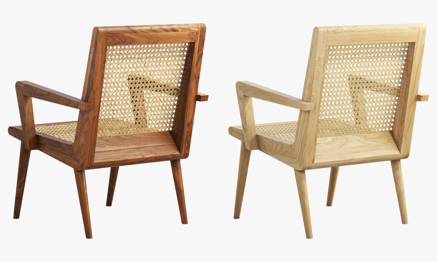 Mid-century Cane Chair - 3D Model for VRay