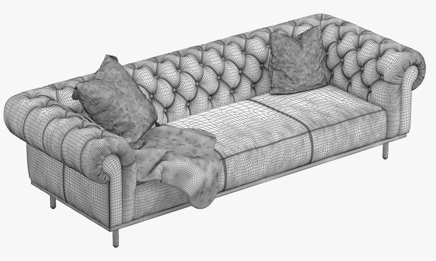 Joybird Bree Leather Sofa Black And Brown - 3D Model for VRay, Corona