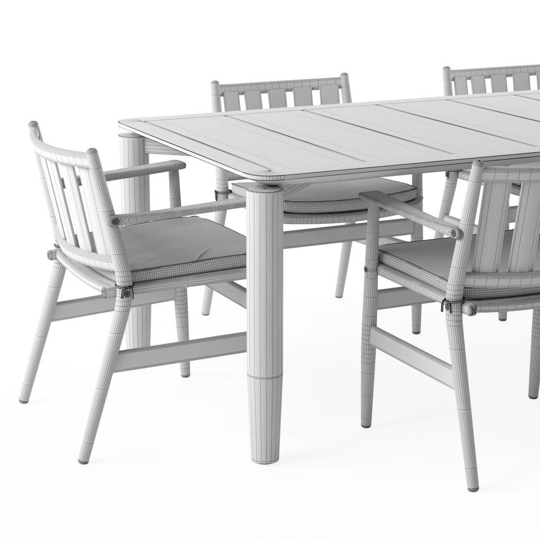 Levante Table & Chairs - 3D Model for VRay