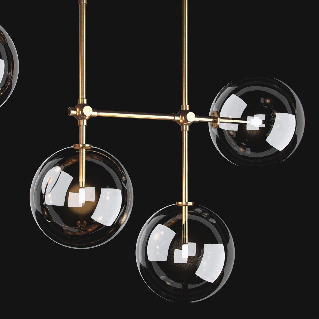 Glass Globe Linear Chandelier 3D Model for VRay | CGMood