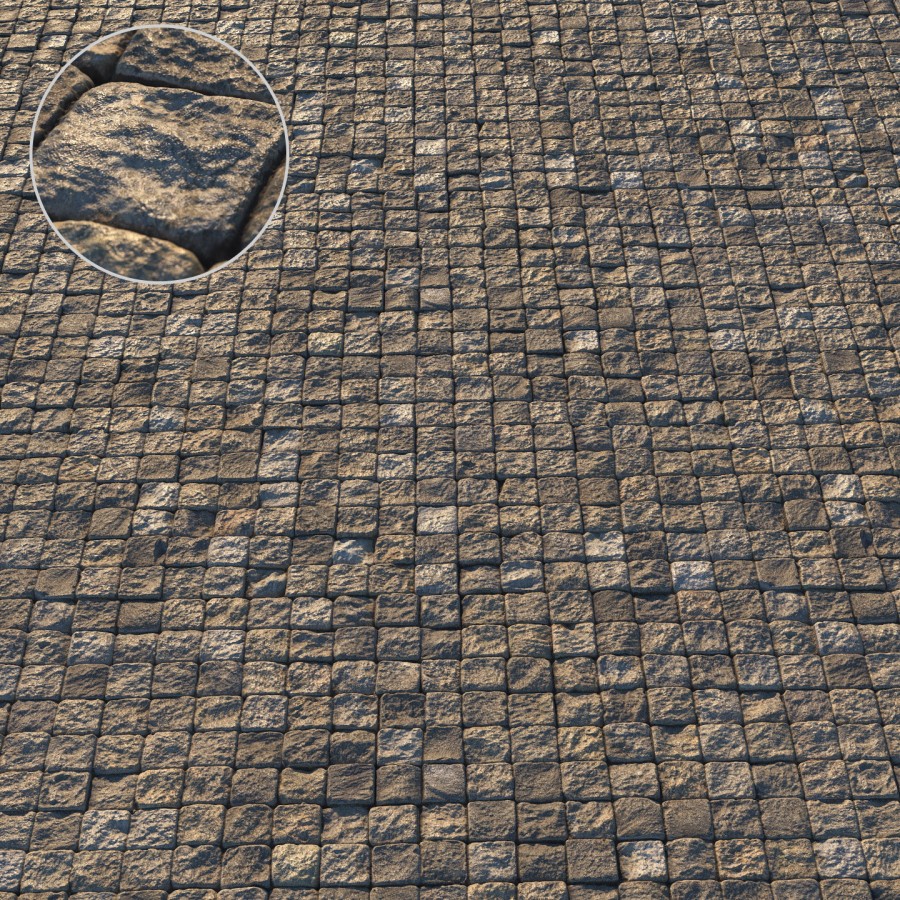 Square Paving Slab Material 02 - 3D Model for VRay, Corona