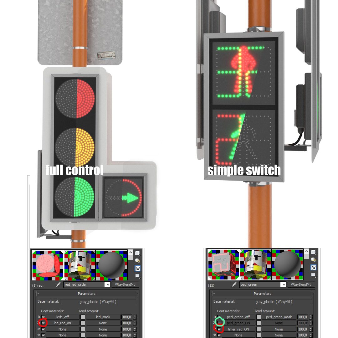 Led Traffic Light - 3D Model for VRay, Corona