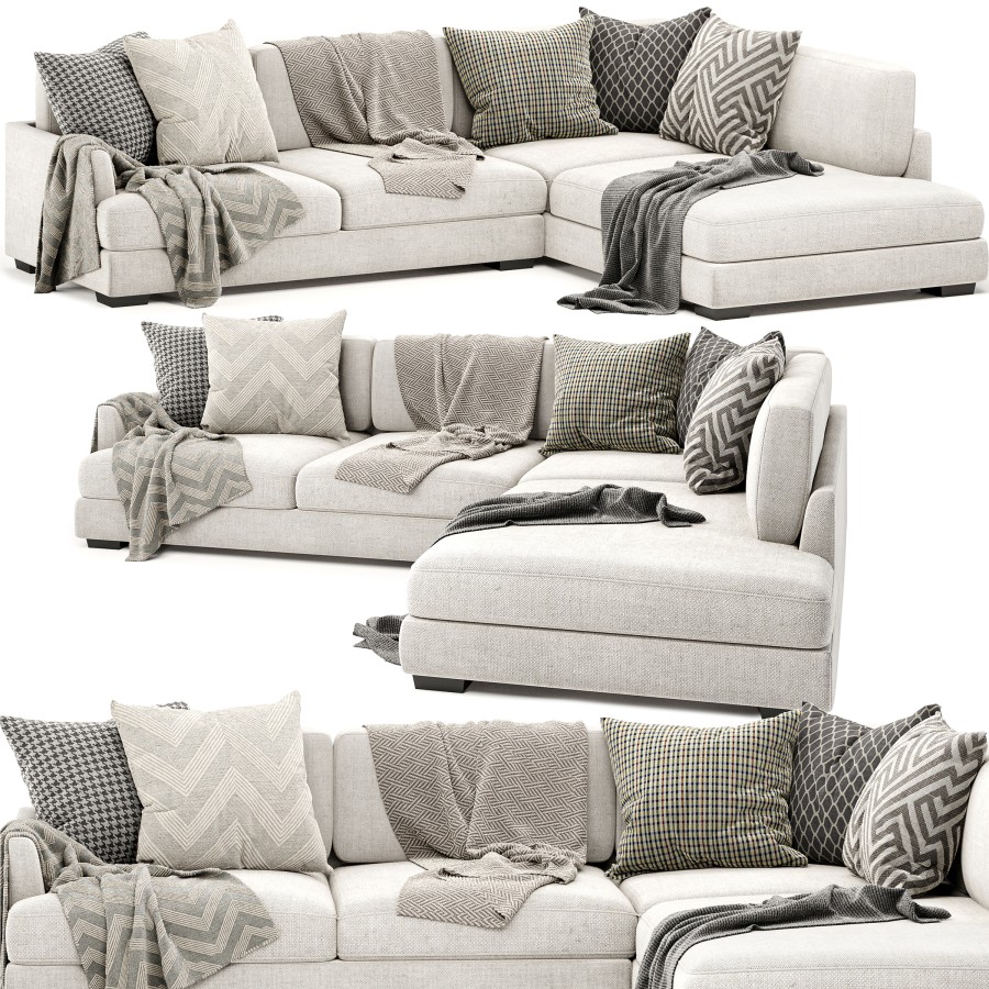 Elsie Sofa With Chaise 3D Model for VRay, Corona | CGMood
