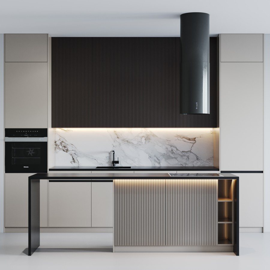 Kitchen Modern-001 - 3D Model for VRay, Corona
