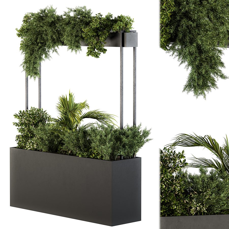 Indoor Plant Set 214 - Plant Box Stand - 3D Model for VRay, Corona