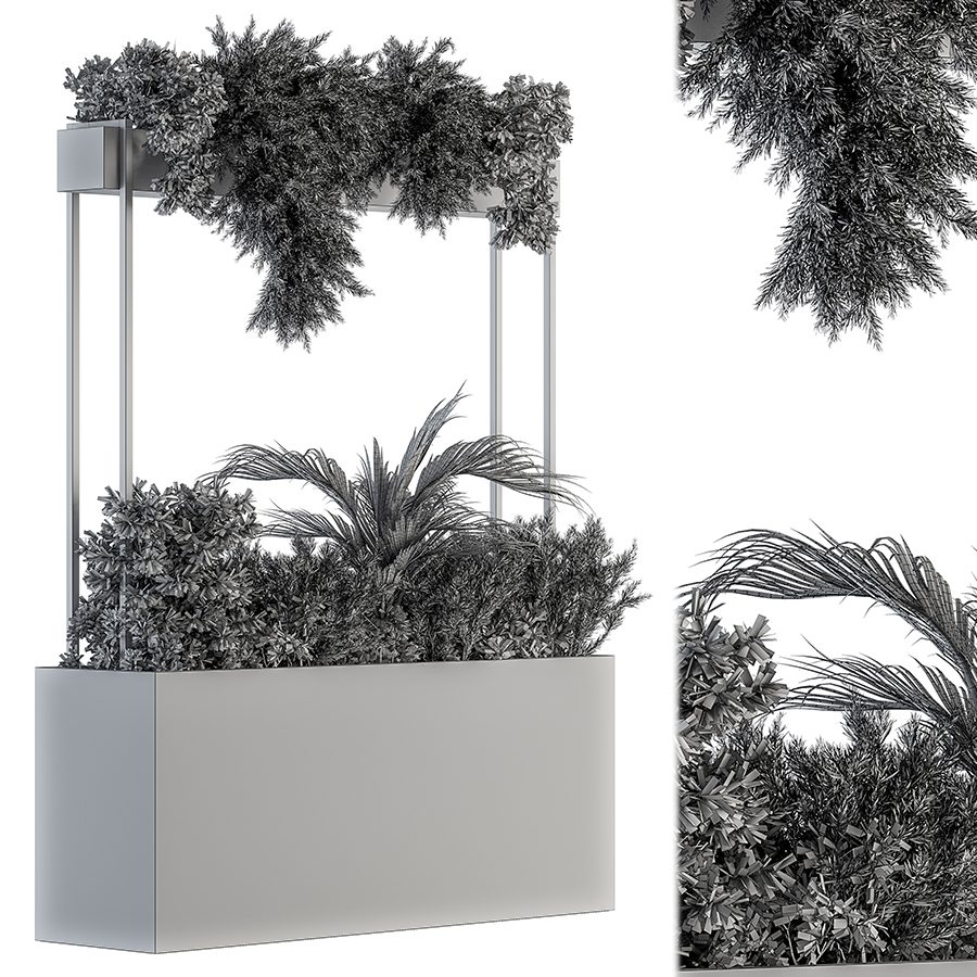 Indoor Plant Set 214 - Plant Box Stand - 3D Model for VRay, Corona