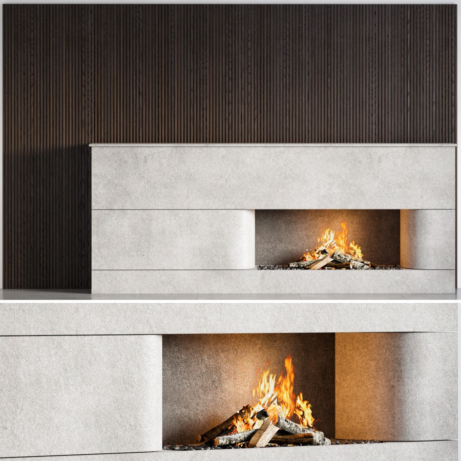 Fire Place 11 - 3D Model for VRay, Corona
