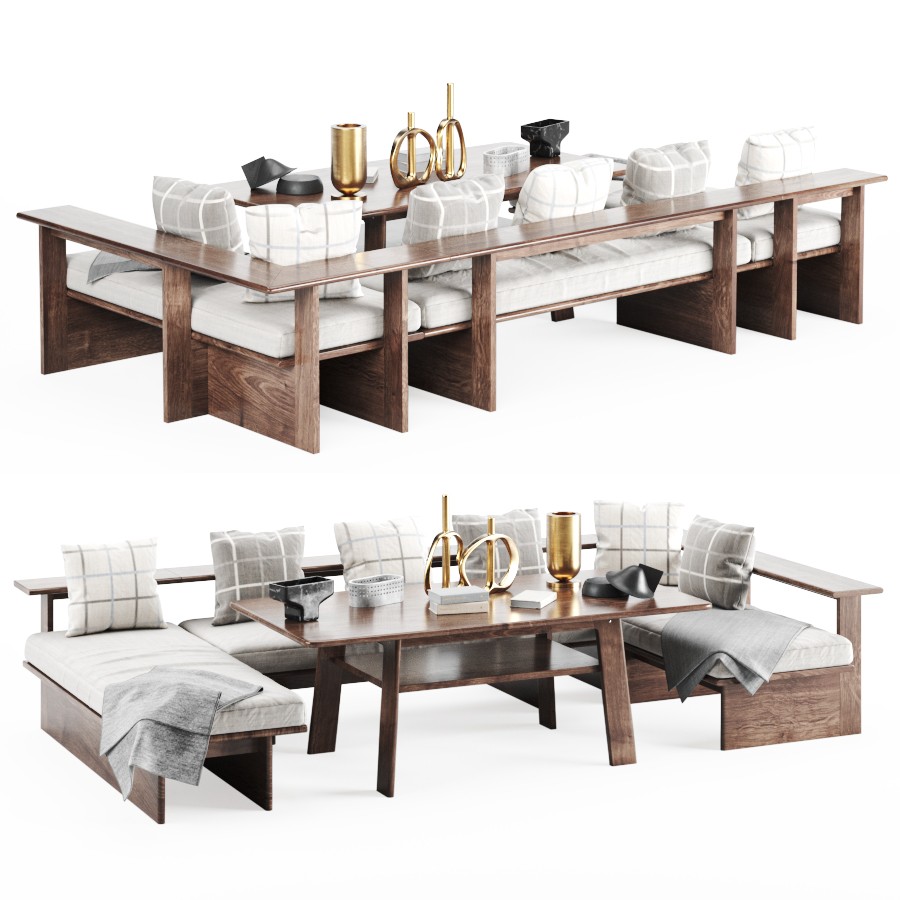 Livello Sofa & Table With Atrezzo 3D Model for Corona | CGMood