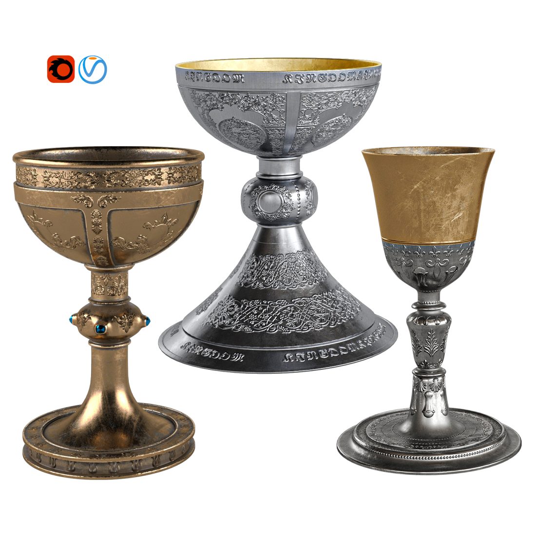 Grails Collection02 - 3D Model for VRay, Corona