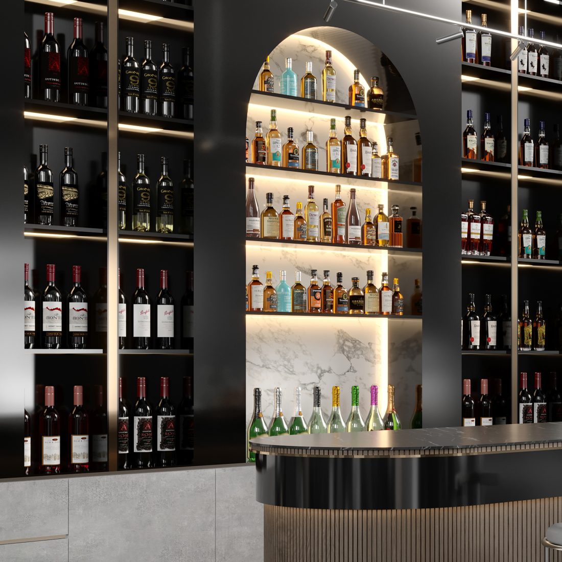 Cafe Bar No4 - 3D Model for VRay, Corona
