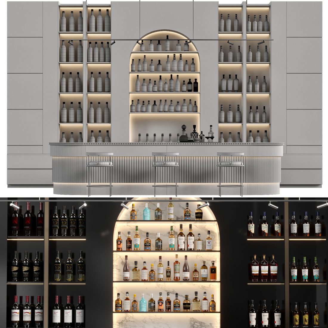 Cafe Bar No4 - 3D Model for VRay, Corona