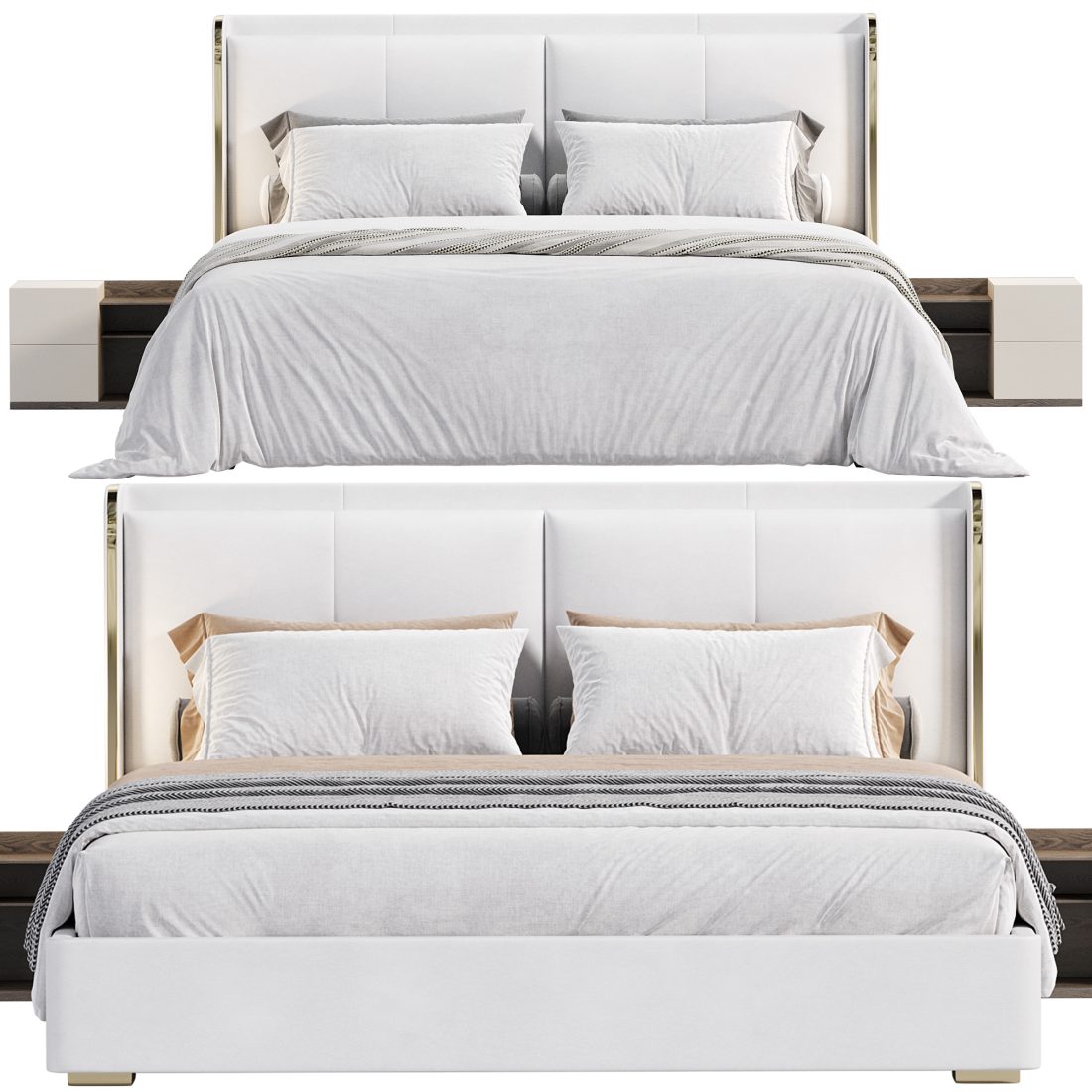 White Wingback King Bed - 3D Model for Corona