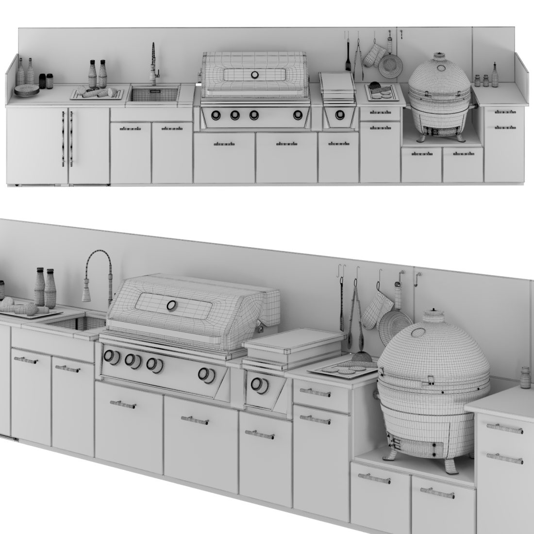 Trex Outdoor Kitchen - 3D Model for VRay, Corona