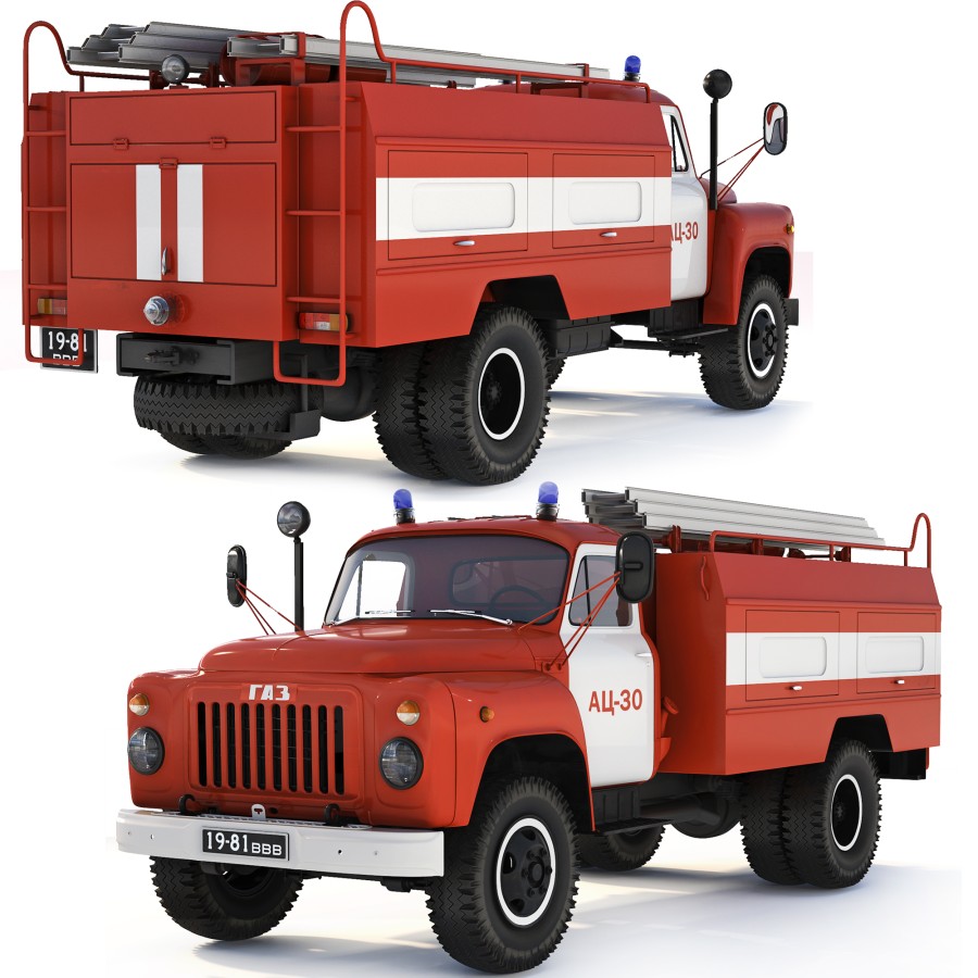 Gaz 53 Ac-30-106g Fire Truck 1987 - 3D Model for VRay