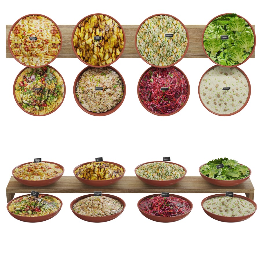 Varied Salad Bar - 3D Model for VRay, Corona