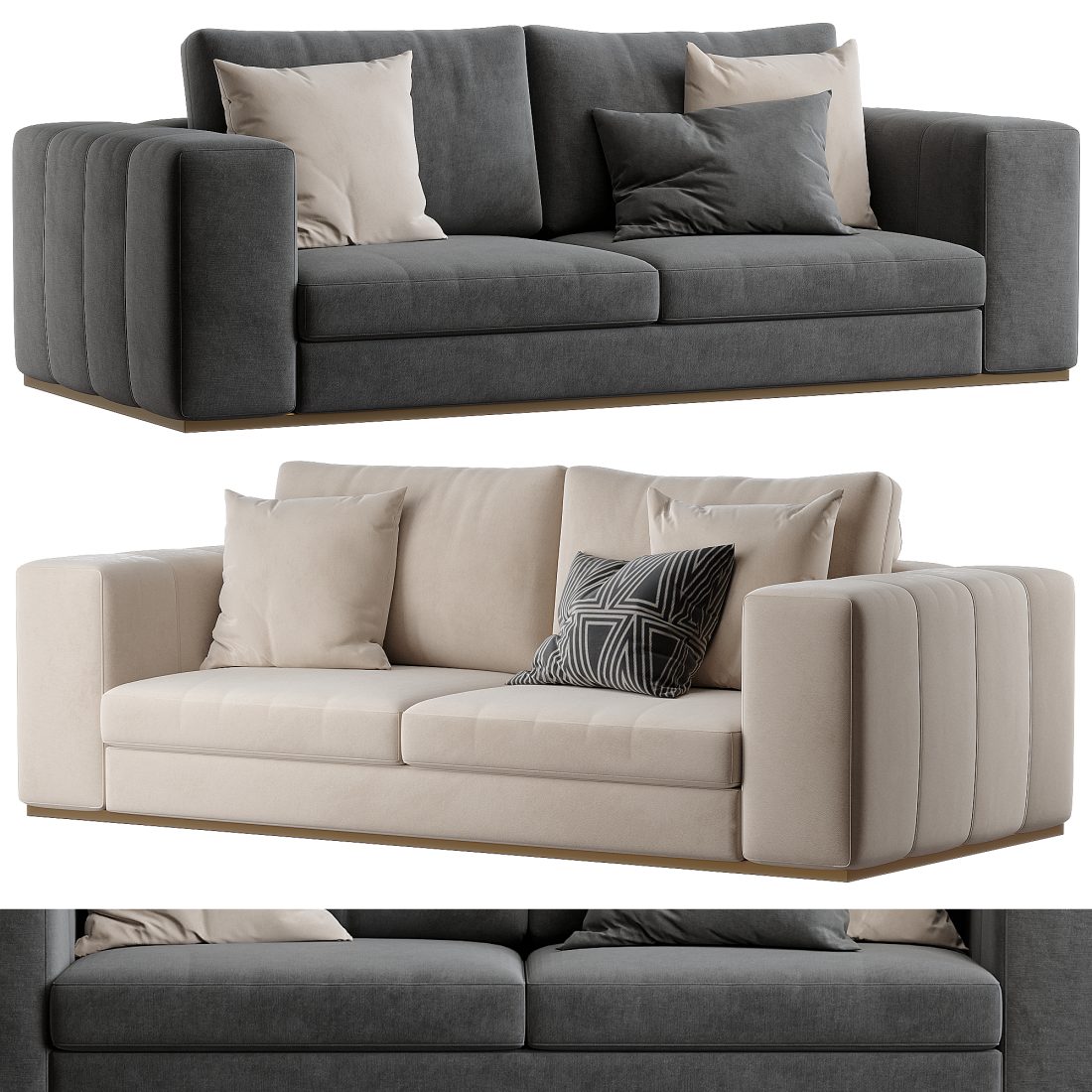 Laskasas CHARLIE Upholstered 2 Seater Sofa - 3D Model for Corona