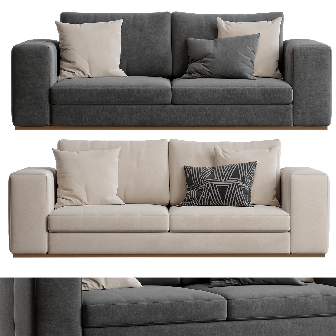 Laskasas CHARLIE Upholstered 2 Seater Sofa - 3D Model for Corona