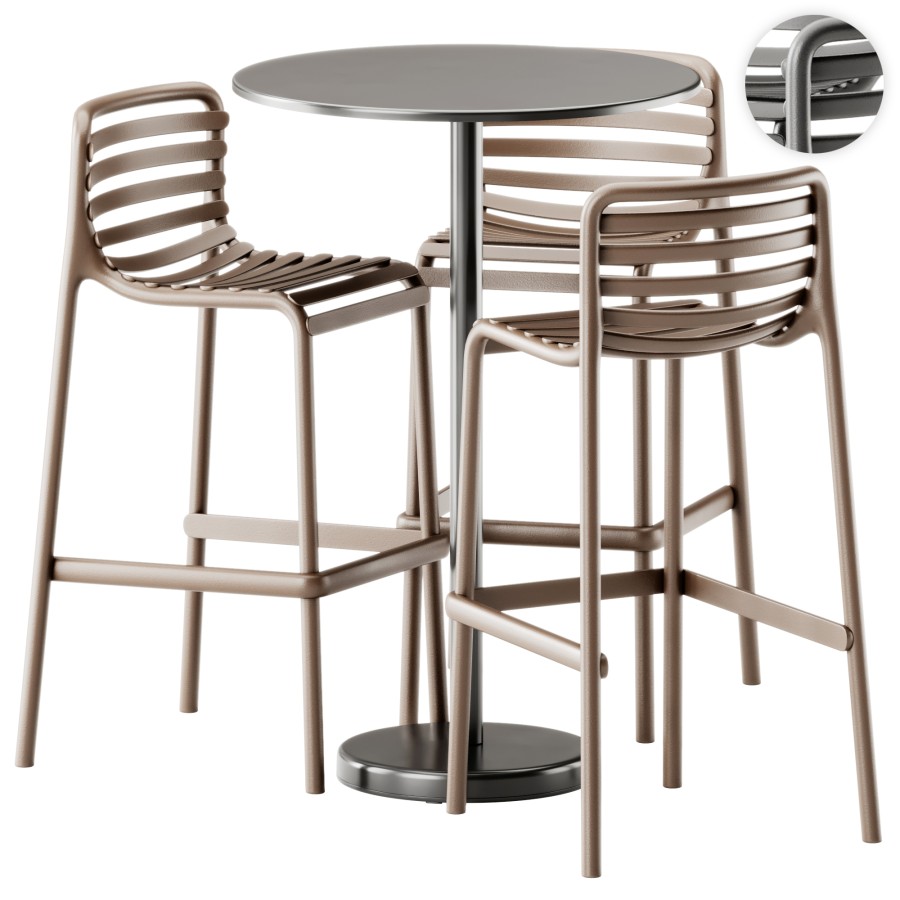 Linear Steel Cafe Table By Muuto And Doga Bar Stoo - 3D Model for Corona