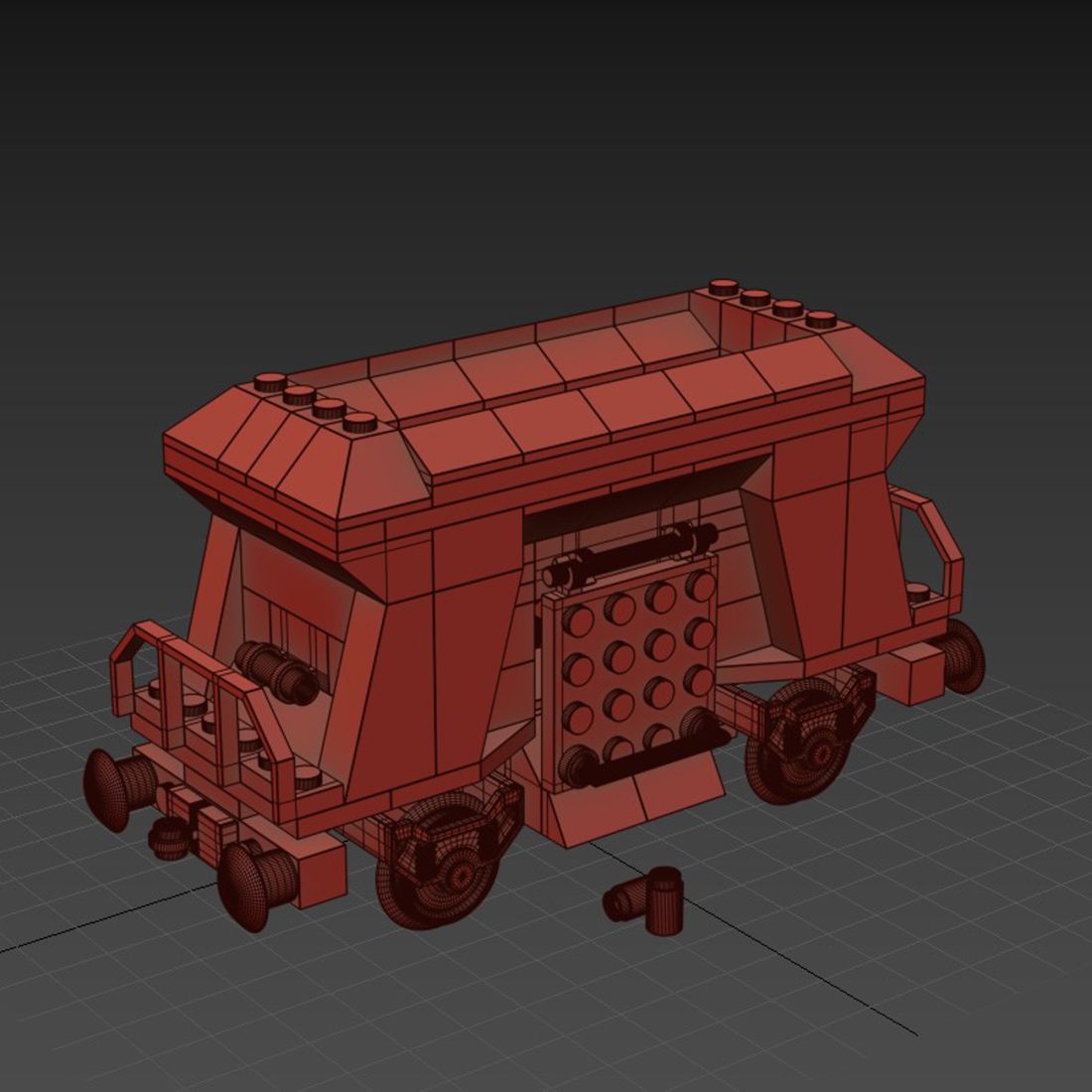 Train Lego Coal Hopper 3D Model for Corona | CGMood