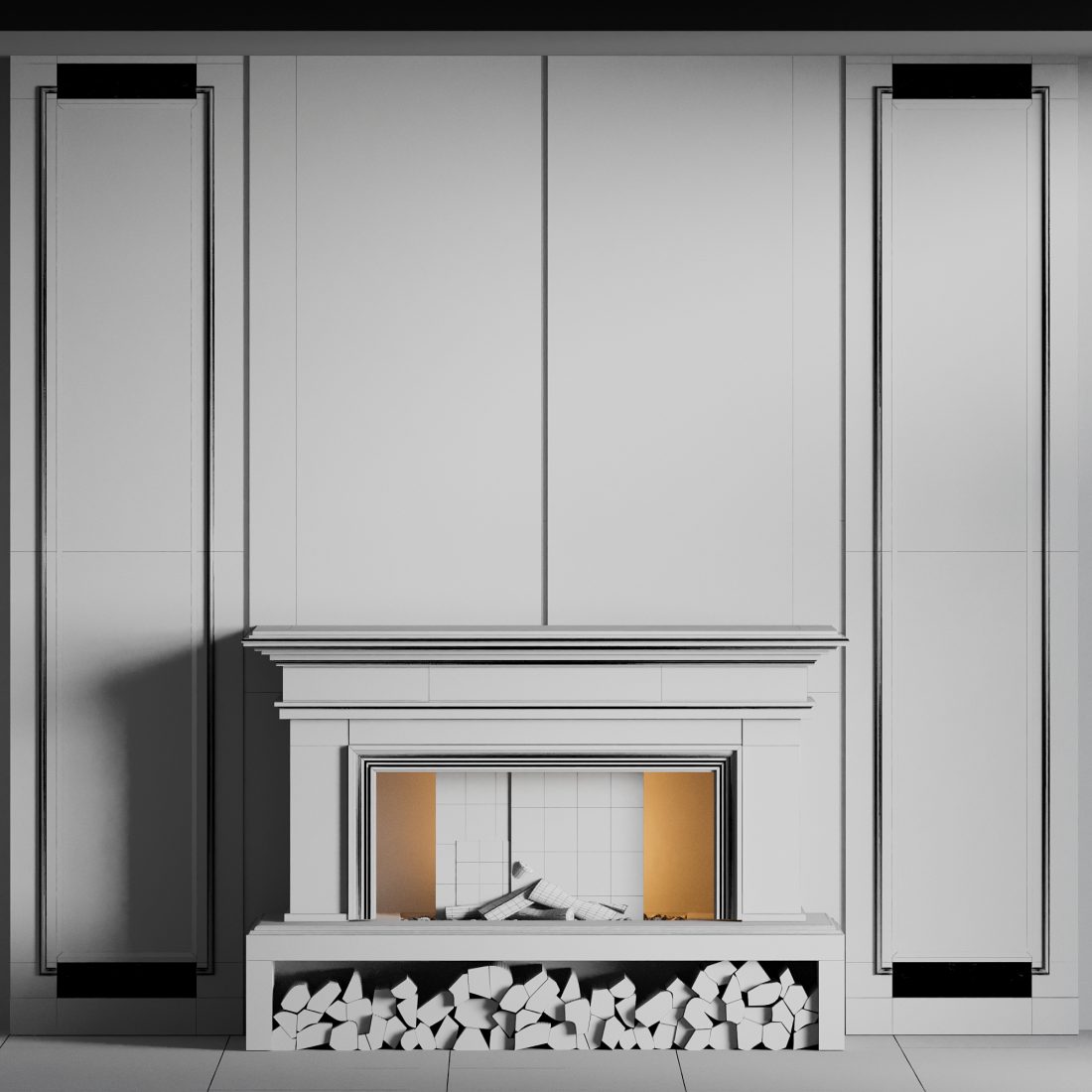 Fireplace 14 - 3D Model for VRay, Corona