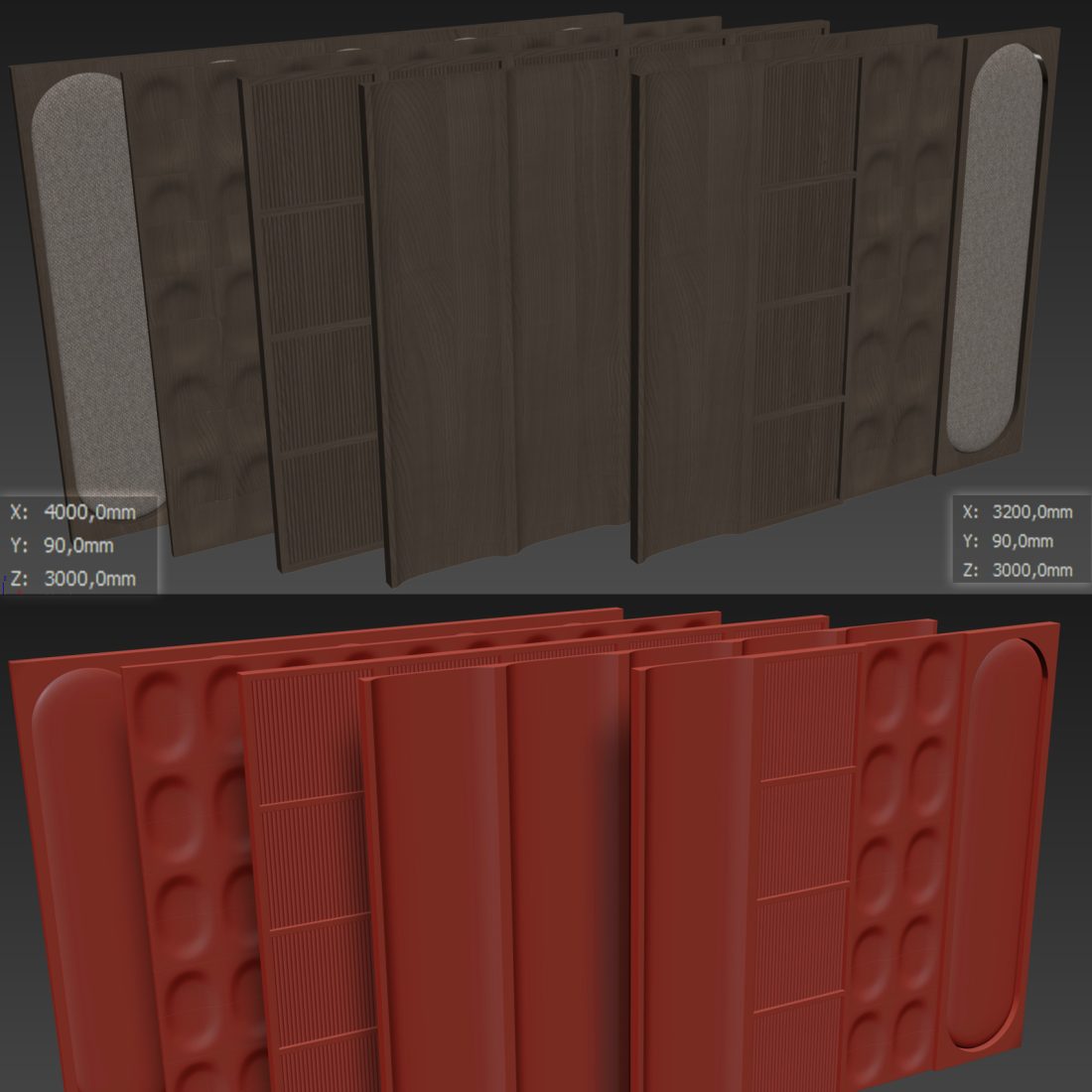 Decorative №1 Wall Panels - 3D Model for VRay