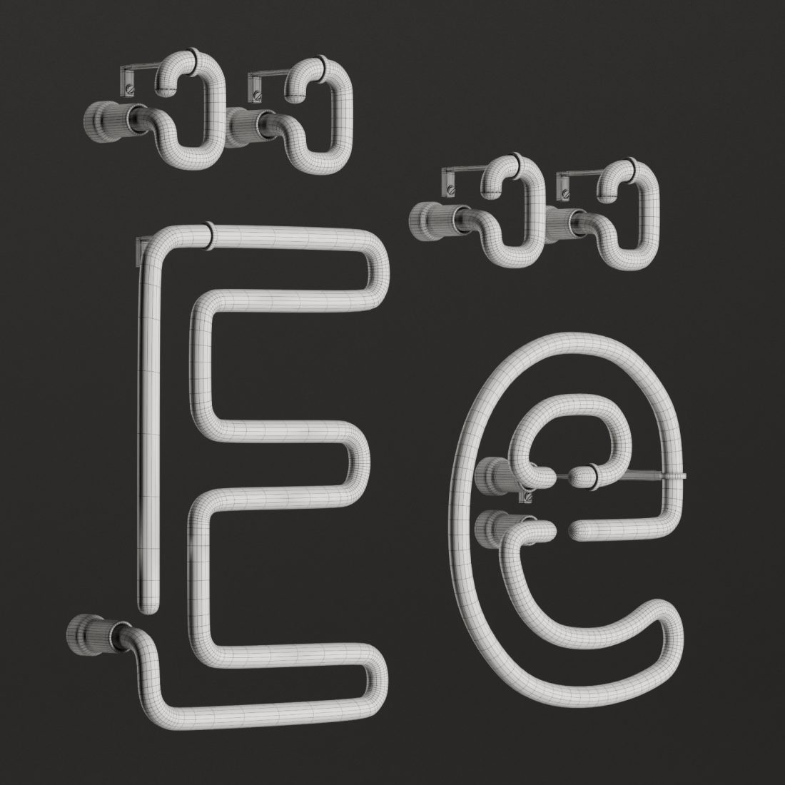 Neon Light Lamp-09 - Russian Alphabet 3D Model for Corona | CGMood