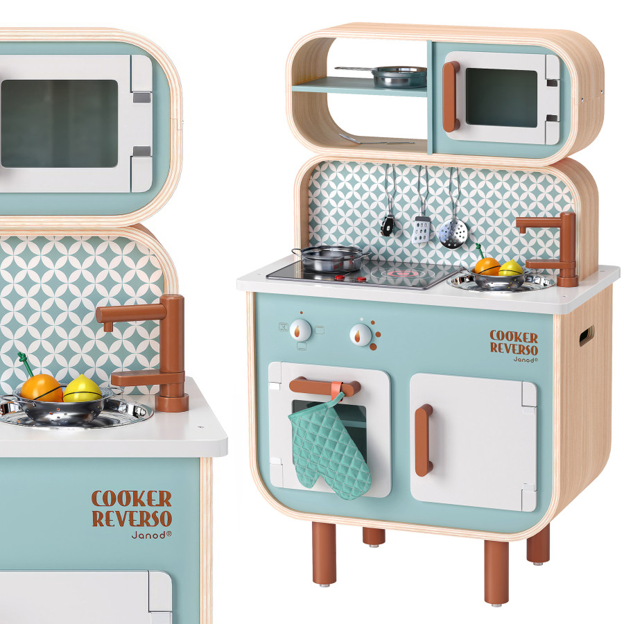 Janod Cooker Reverso Wooden Kids Kitchen Playset 3D Model for Corona ...