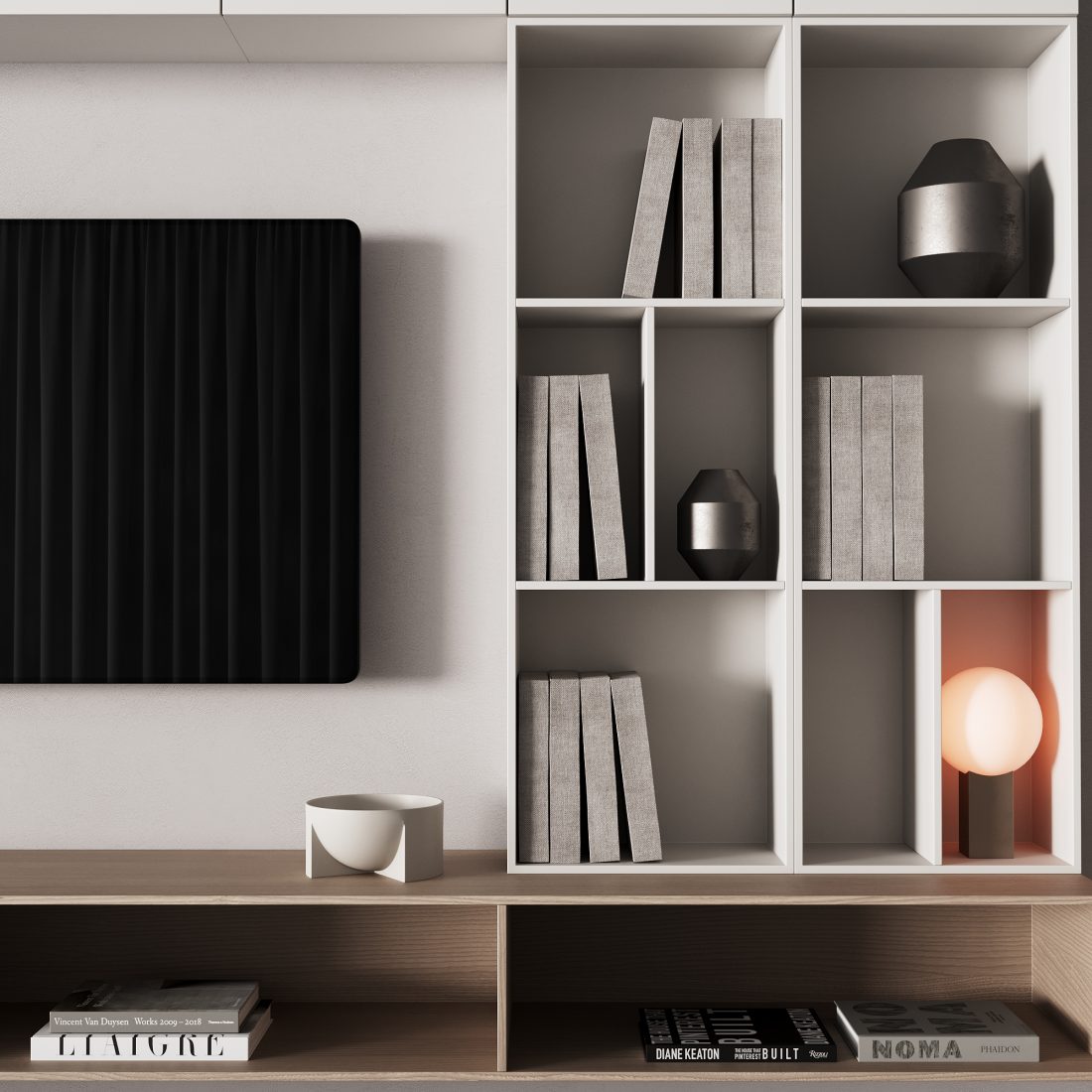 501 Tv Wall Kit 11 Modern Minimal Living Room Zone - 3D Model for VRay ...
