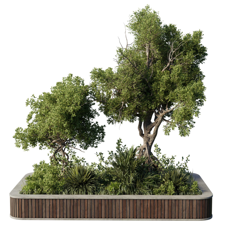 Wooden Box Plant Garden - Outdoor Plants Set 194 - 3D Model for Corona ...