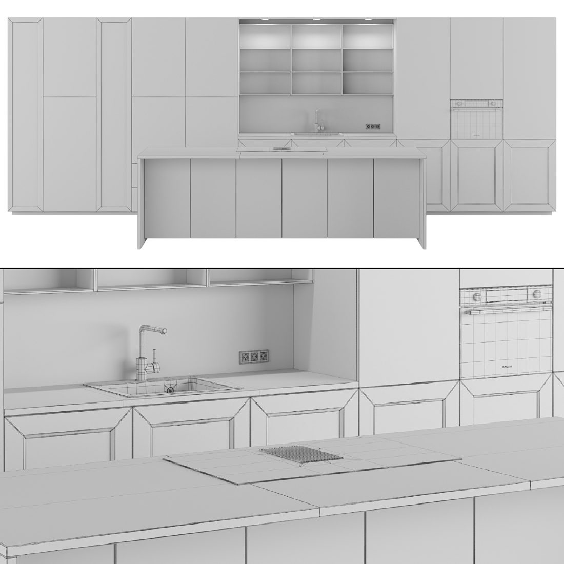 Kitchen 42 - 3D Model for VRay, Corona