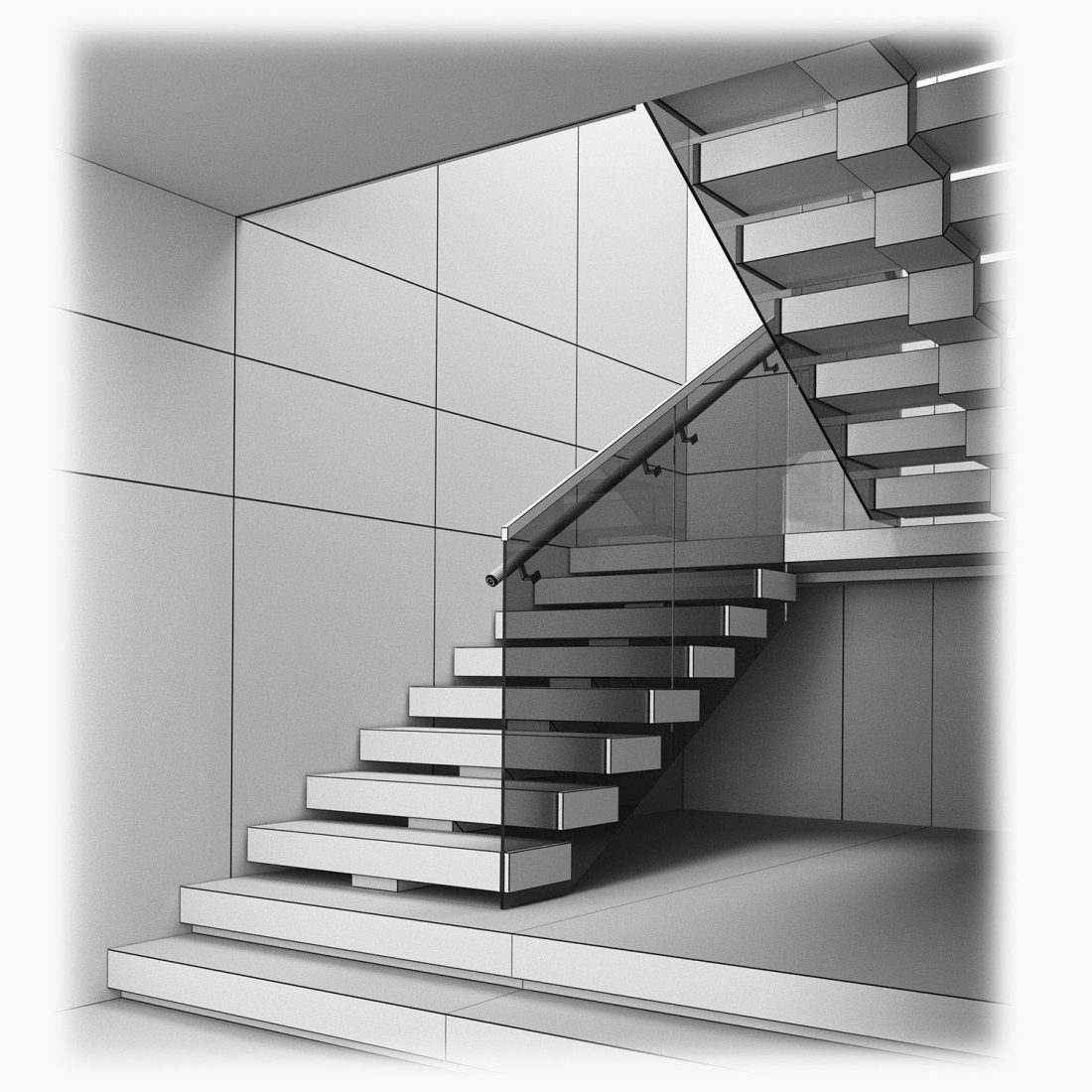Modern Interior Stairs 18_2 - 3D Model for Corona