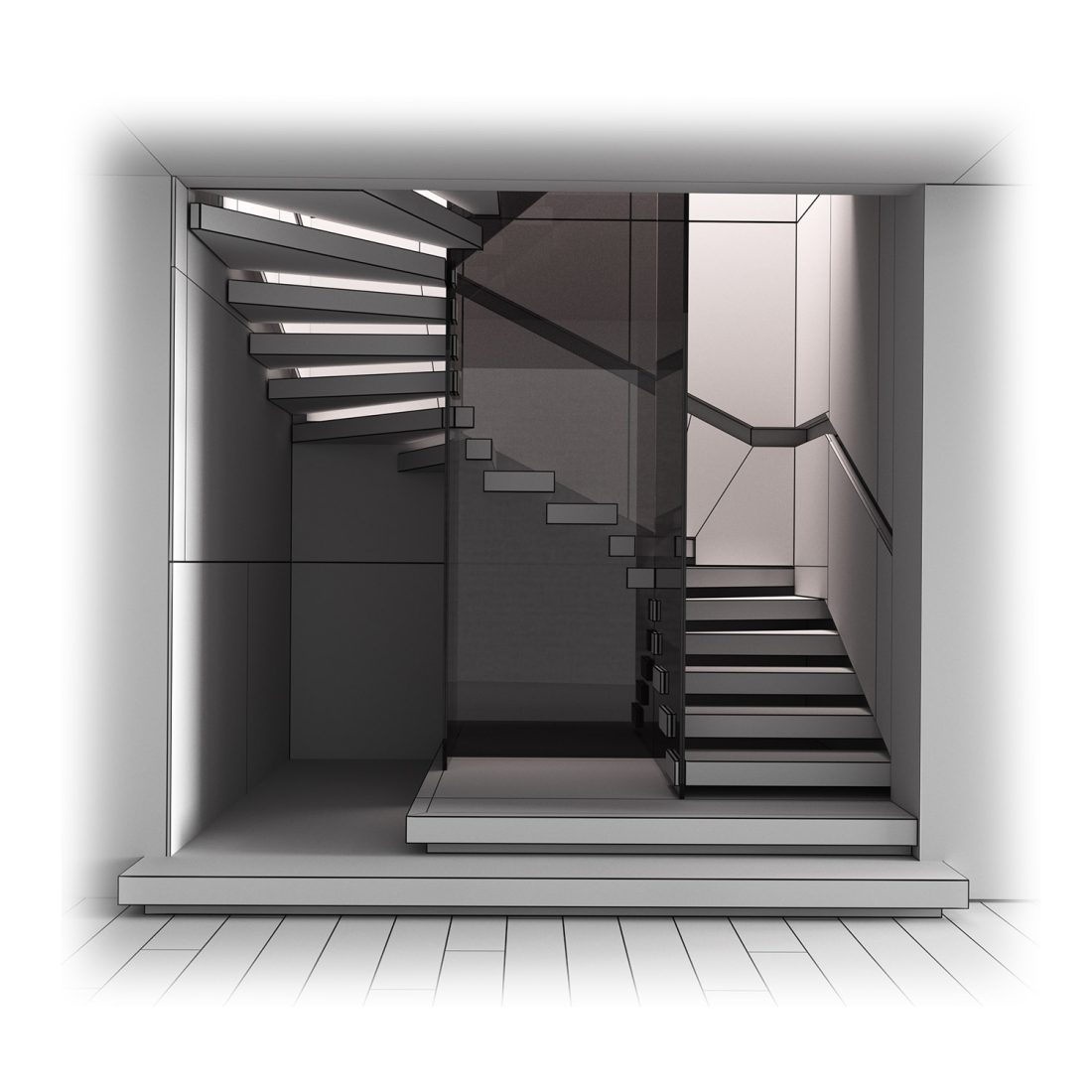 Modern Interior Stairs 20 - 3D Model for Corona