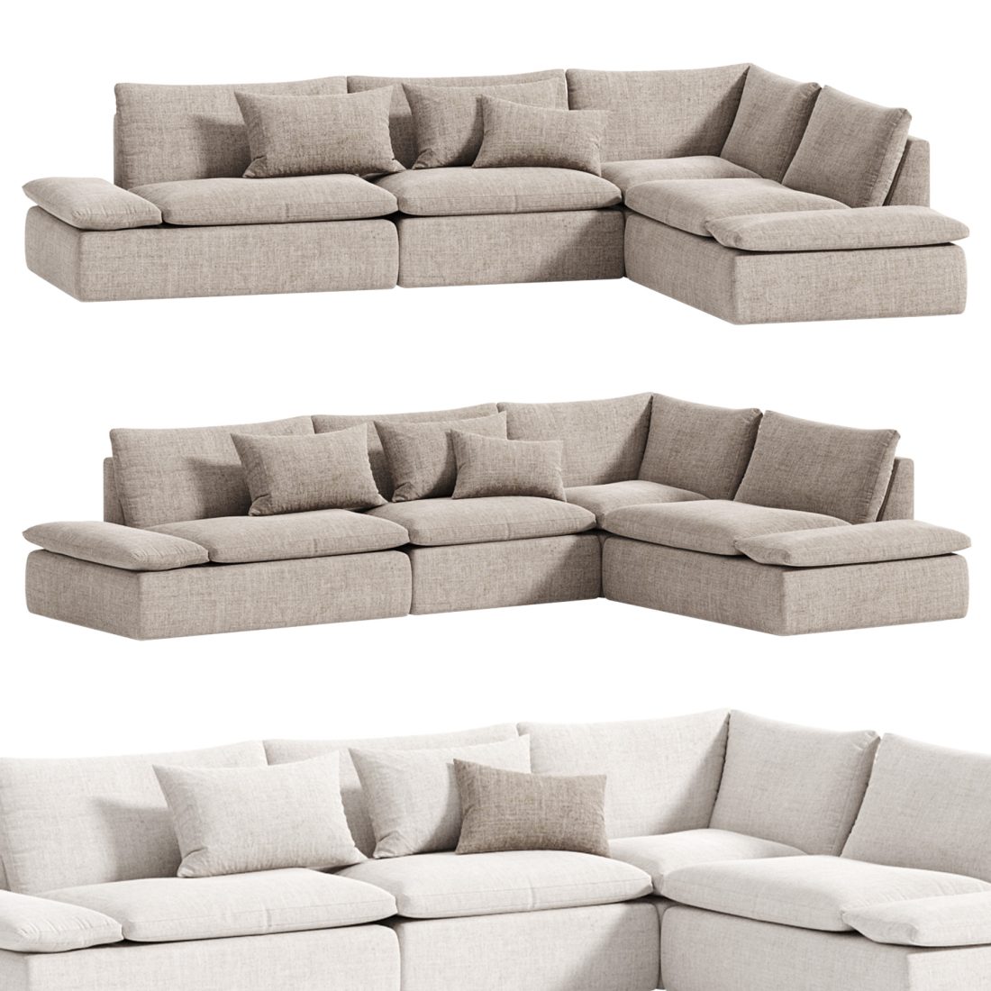 Bergen Five Piece Adjustable Arm Sectional 3D Model for Corona | CGMood