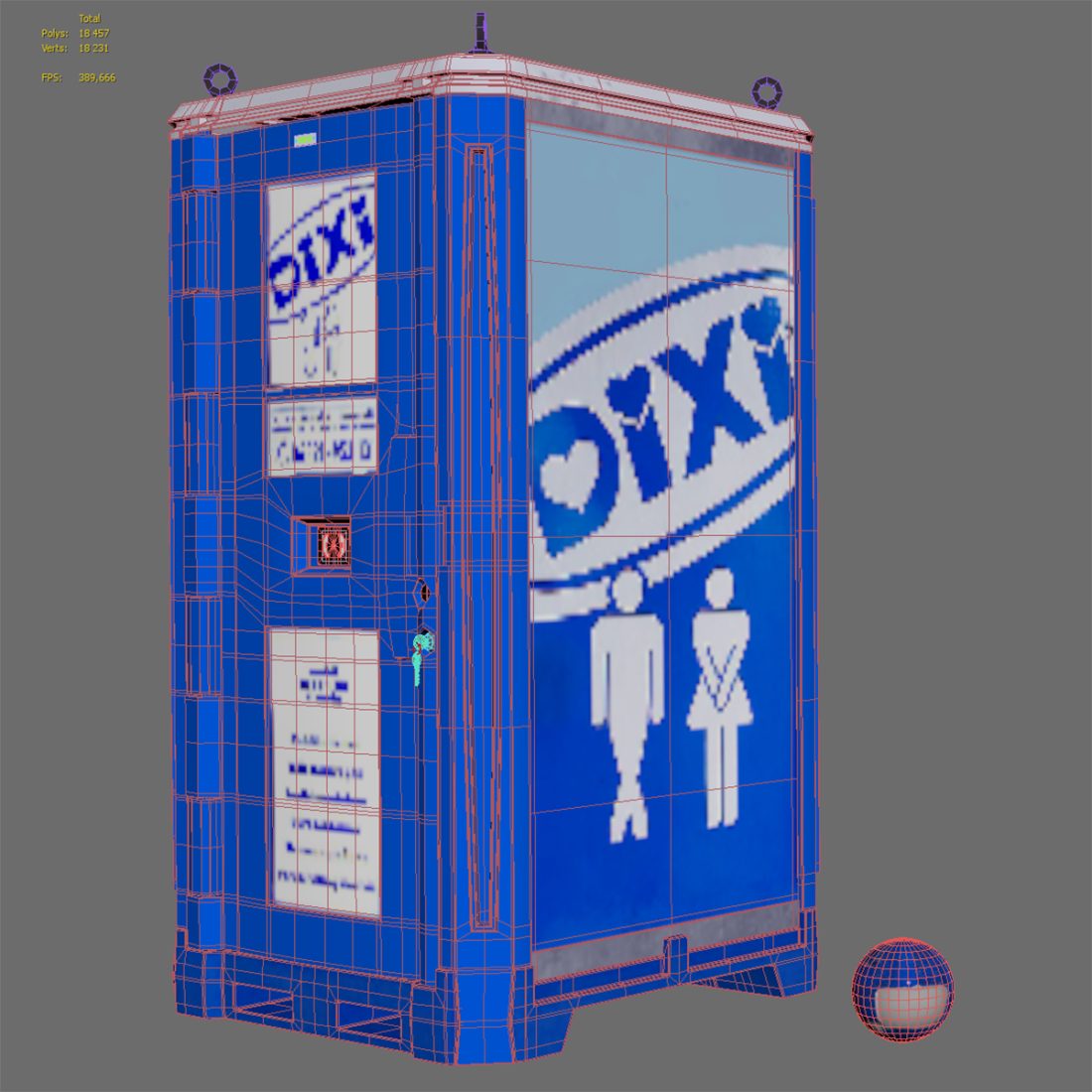 Dry Toilet Dixi - 3D Model for VRay