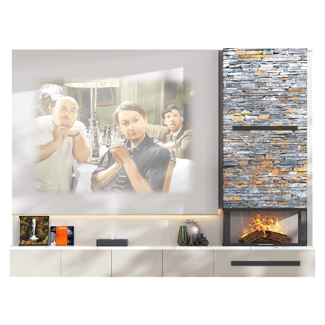 Tv Wall With Xiaomi Laser Projector - 3D Model for VRay, Corona