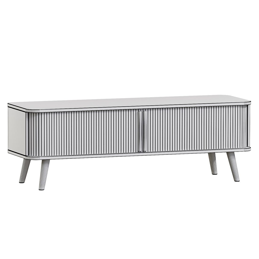 Рousecosy Oak Slatted Tv Unit Fluted Wood Tambour - 3D Model for Corona