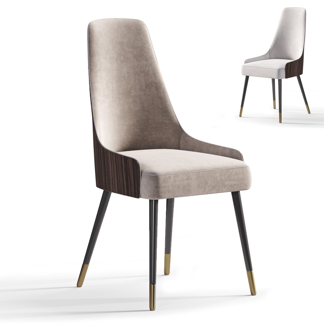 Bent Board Upholstered Dining Chair Side Chair 3D Model for Corona | CGMood