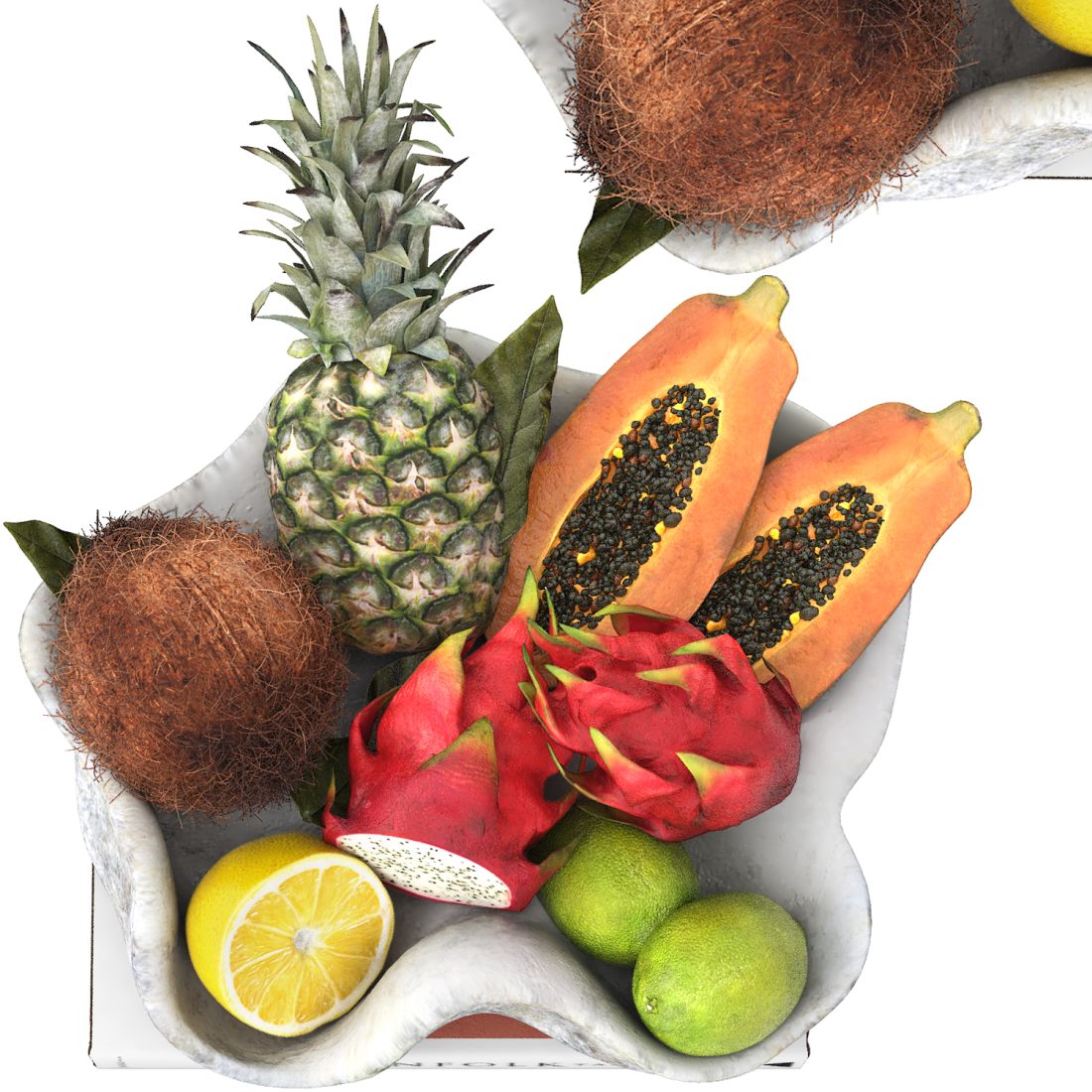 Bowl Of Tropical Fruits 07 - 3D Model for Corona, VRay