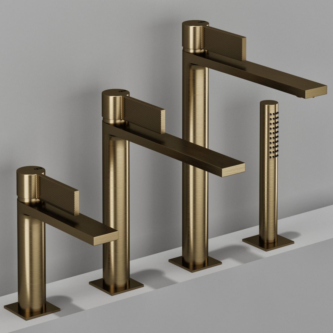 Gessi Inverso Rigato Bathroom Faucet Set - 3D Model for VRay, Corona