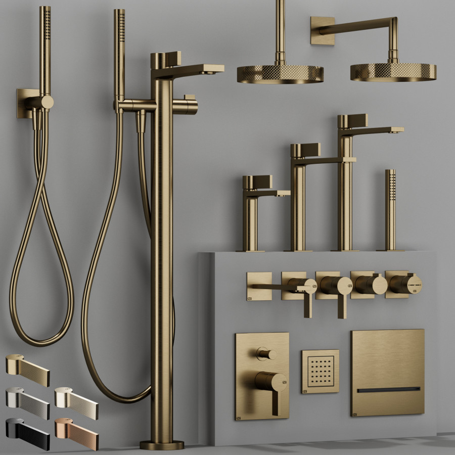 Gessi Inverso Rigato Bathroom Faucet Set - 3D Model for VRay, Corona